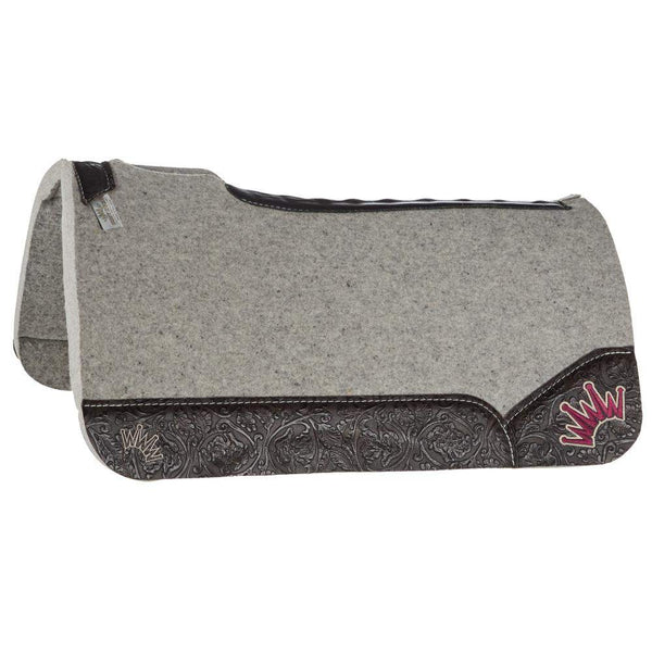 Best Ever Pads Kush Chocolate Floral Burgundy Felt Saddle Pad
