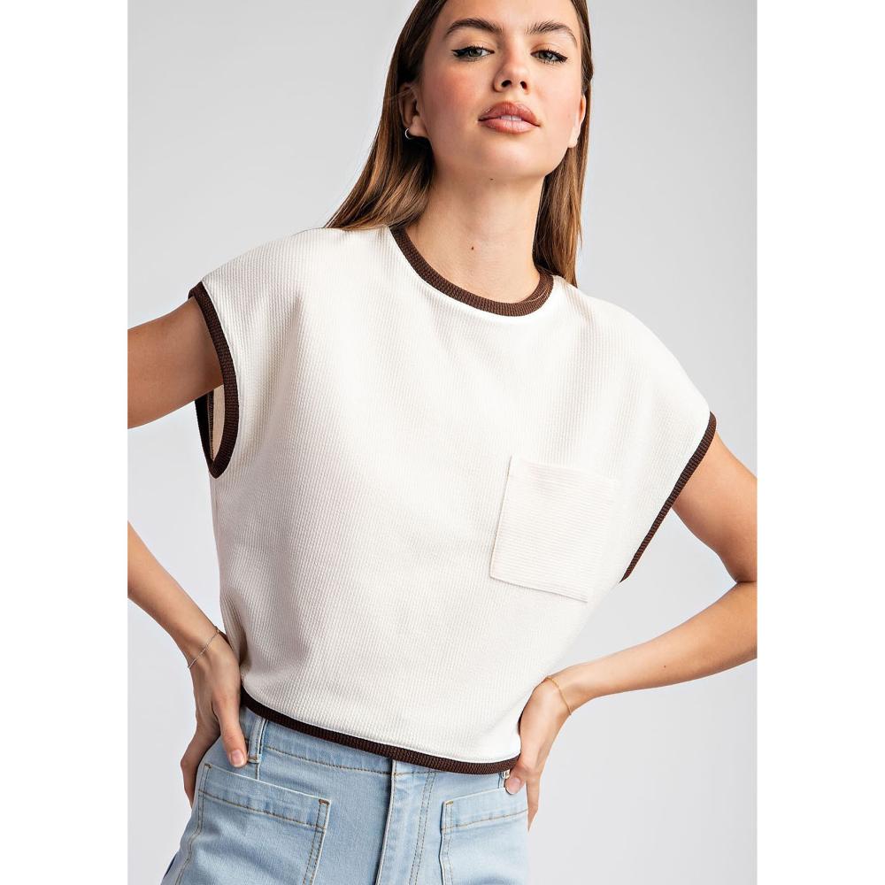 Ee Some Women's Cream Sleeveless Top