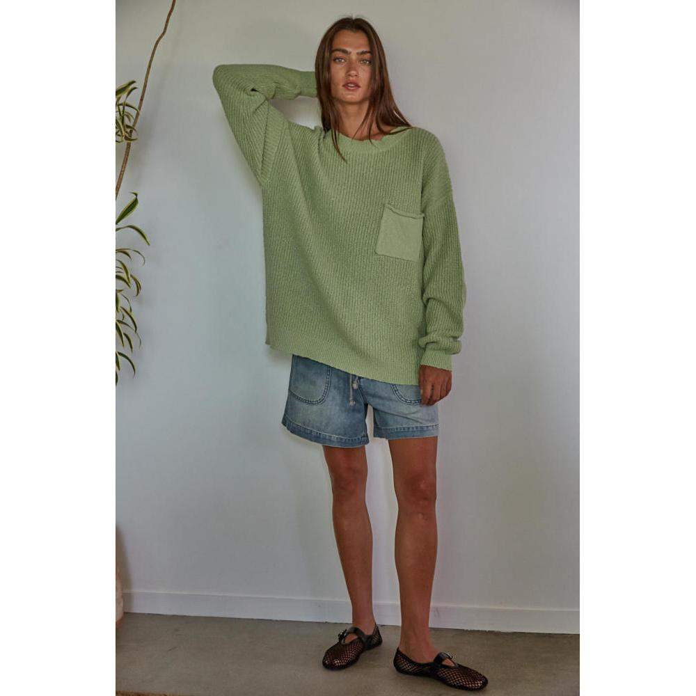 By Together Apparel Womens Sage Day Tone Pullover Sweater