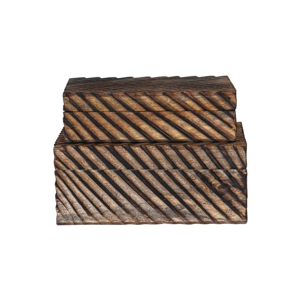 Creative Co-Op Carved Mango Wood Nesting Box Set
