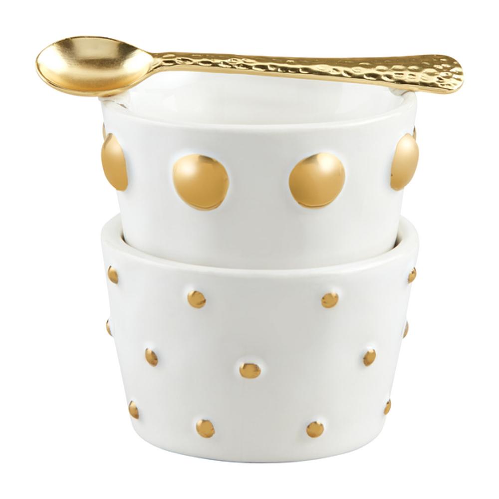 Mud Pie Gold Dots Ceramic Tidbit Set