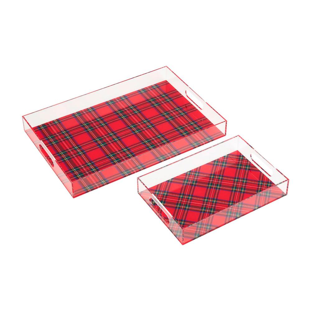 Mud Pie Tartan Plaid Acrylic Tray Set