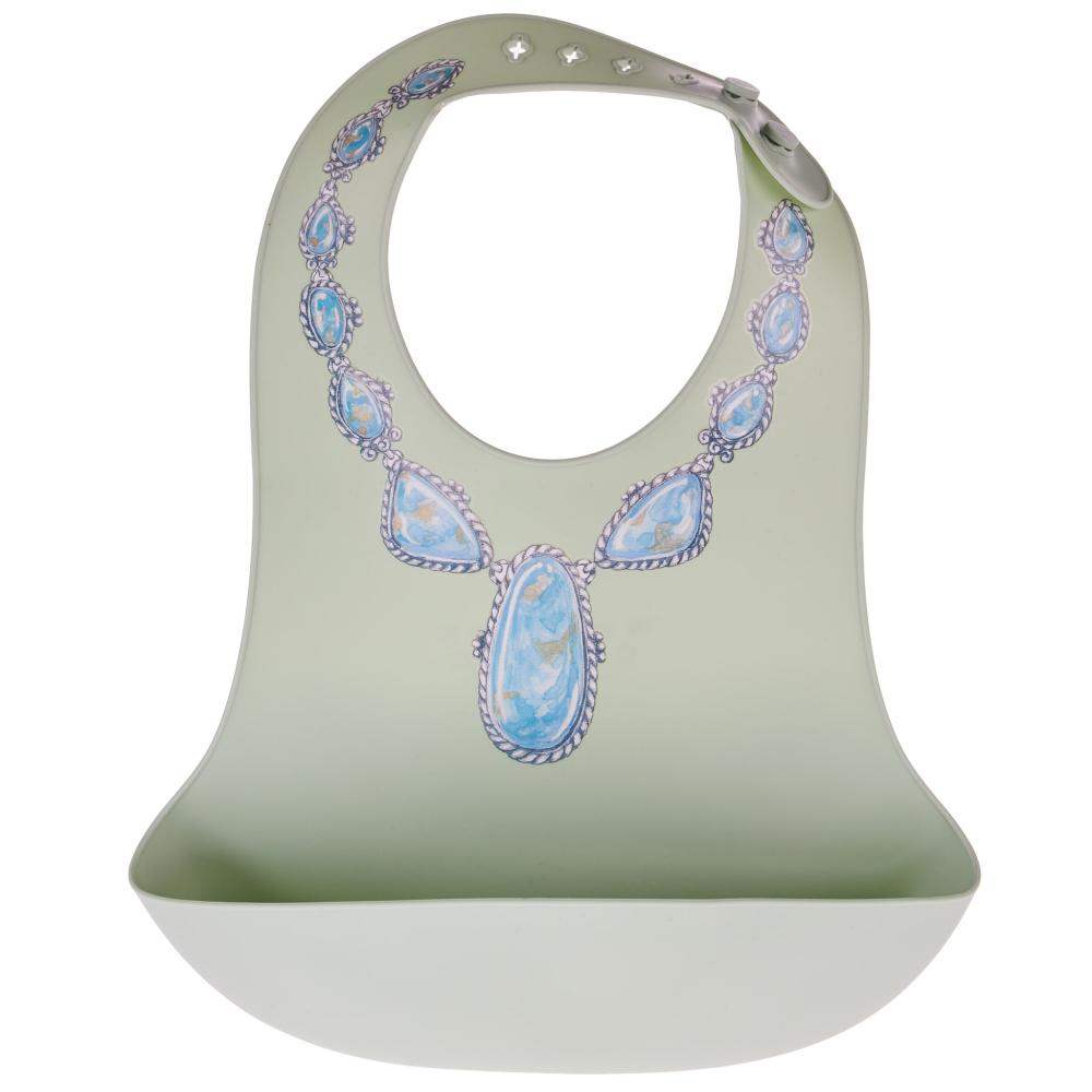 Western Grande Baby Green Bib with Blue Lariat Print