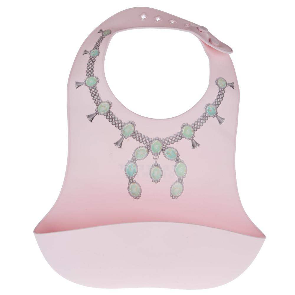 Western Grande Baby Pink Bib with Green Squash Print