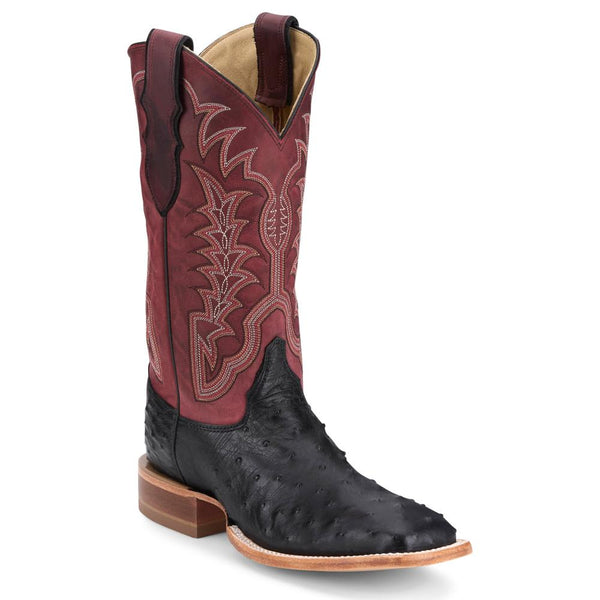 Justin Boot Company Men`s Chisolm Black Full Quill Ostrich 13in Salsa