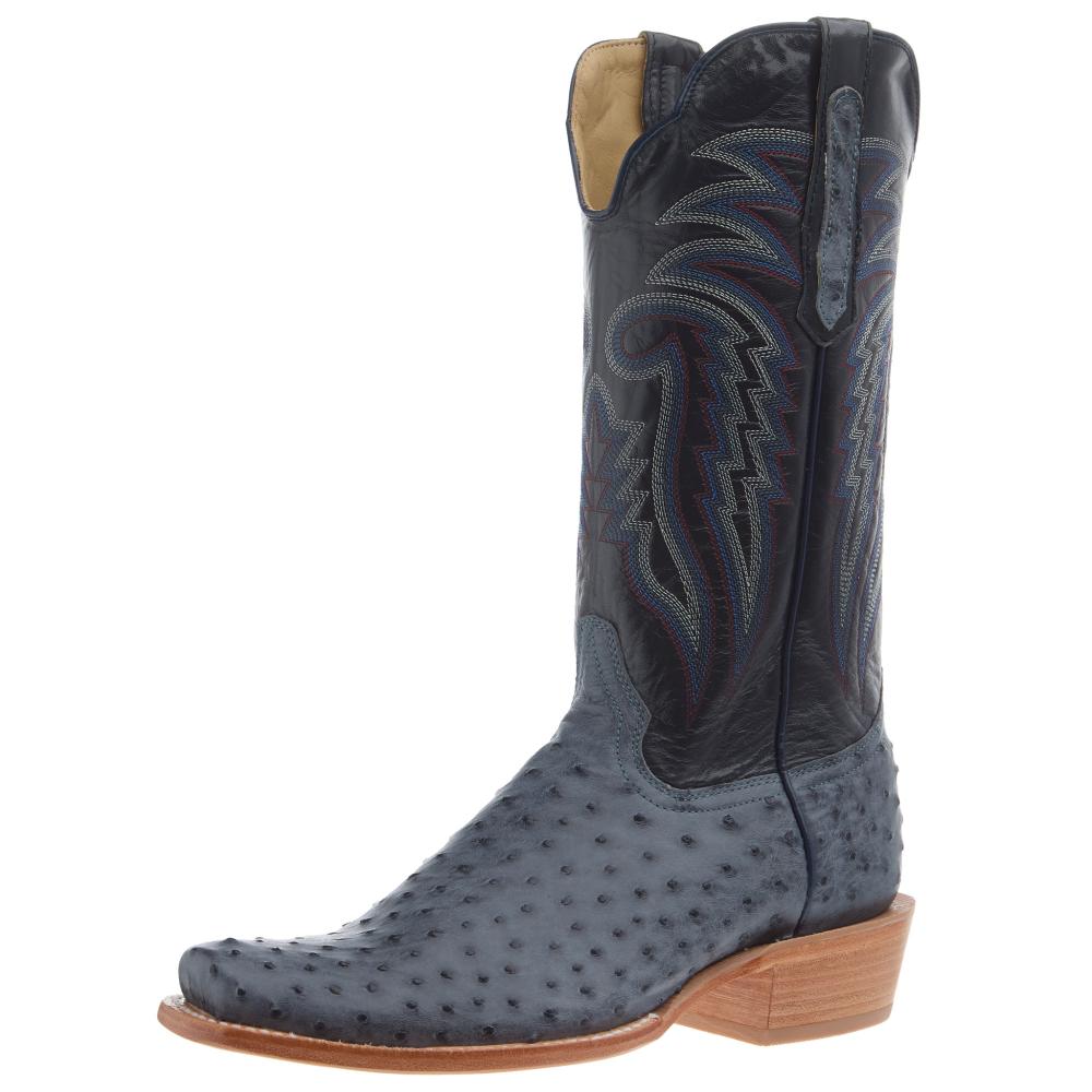 R Watson Boots Men`s American Blue Jean Full Quill Ostrich 13In Navy G