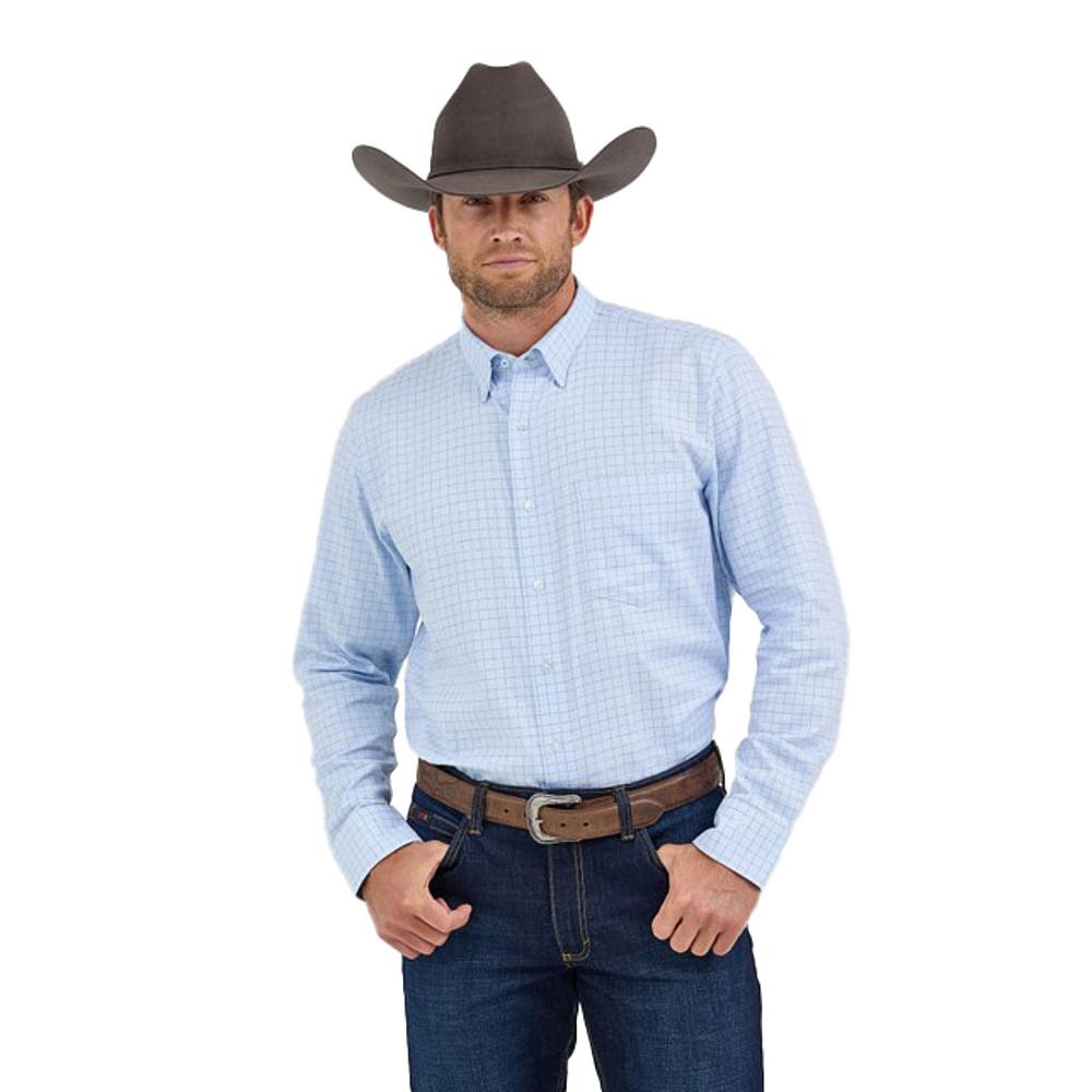 Wrangler Men's Cody Johnson Blue Square Button Down Shirt