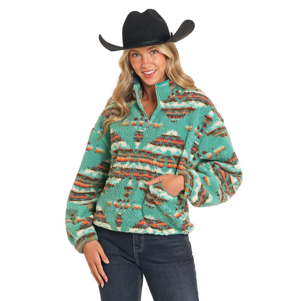 Rock & Roll Denim and Women's Aztec Sherpa Pullover