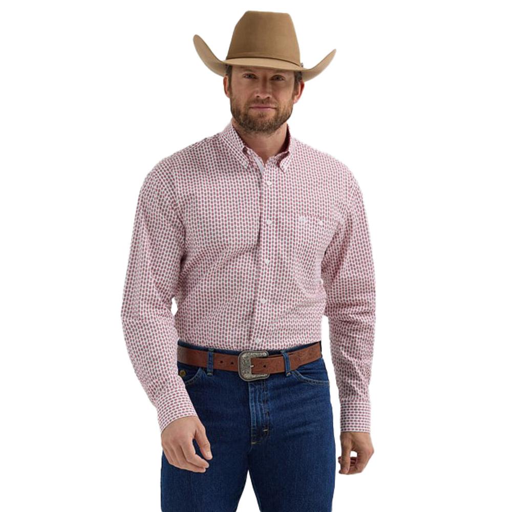 Wrangler George Strait White Red Print Shirt