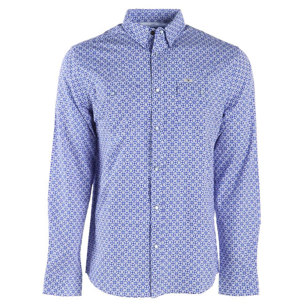 Ferrell Brands Inc Brand Mens Blue Vented Pearl Snap Shirt