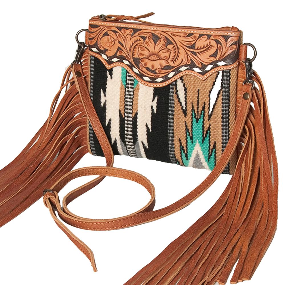 American Darling Tooled Leather Saddle Blanket Crossbody