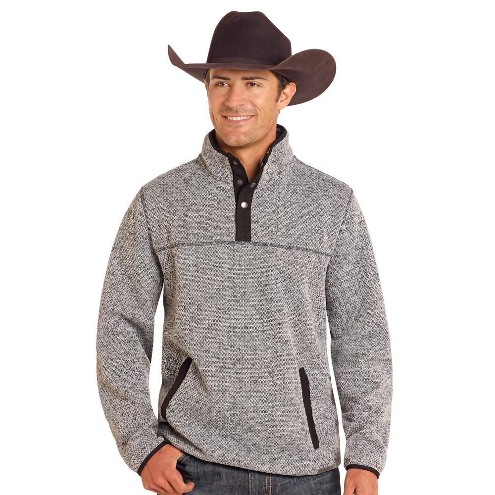 Panhandle Grey Melange with Micro Suede Trim Pullover