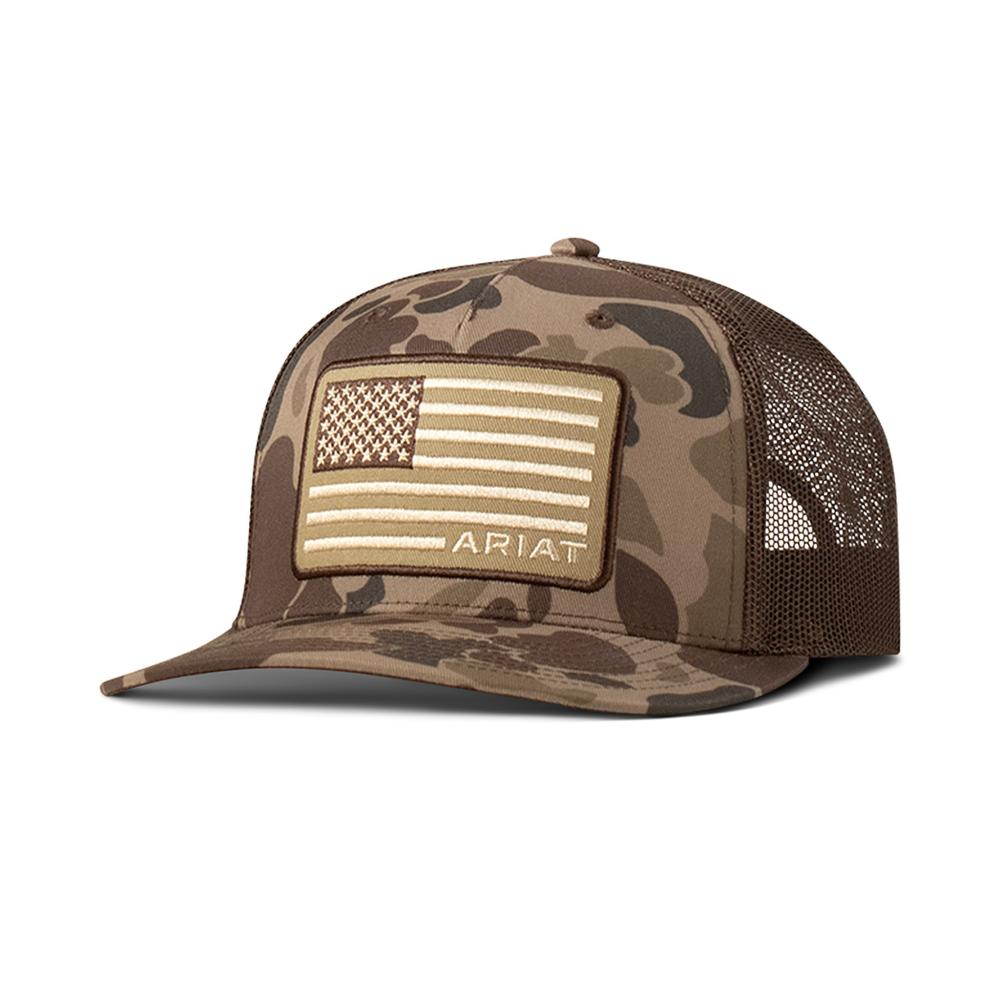 Ariat Men`s Camo American Flag Brown Cap