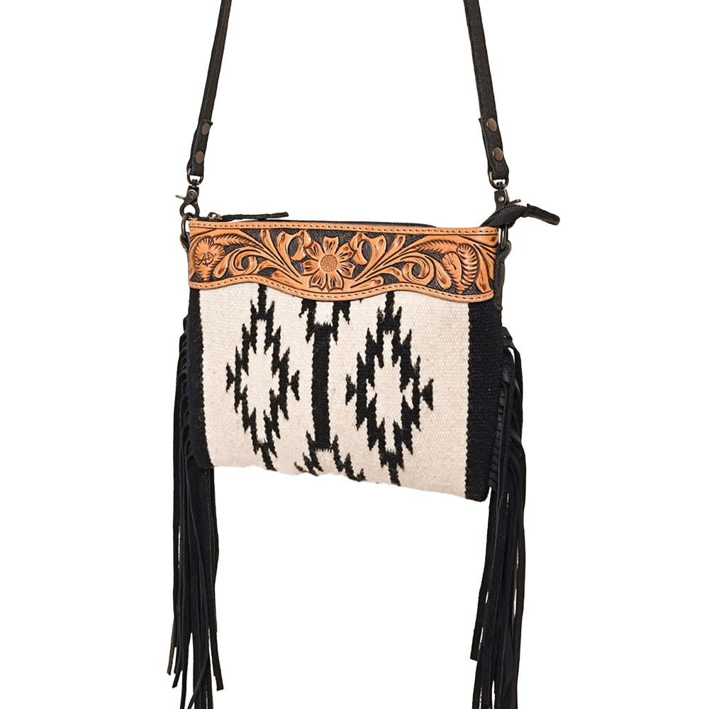 American Darling Saddle Blanket Black/White Fringe Crossbody