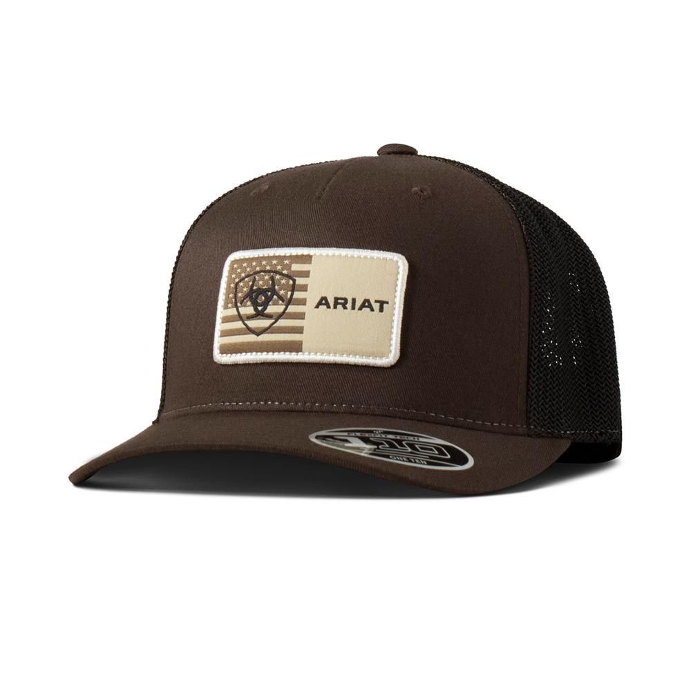 Ariat Men`s American Flag Patch Brown Cap