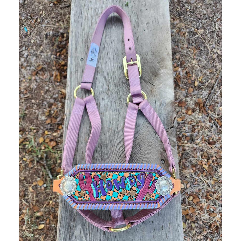 Kk Leathers Lavender Howdy Cactus Bronc Halter