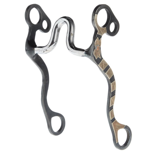 White`S Bits And Spurs Silver Engraved Solid Medium Port Shank Bit