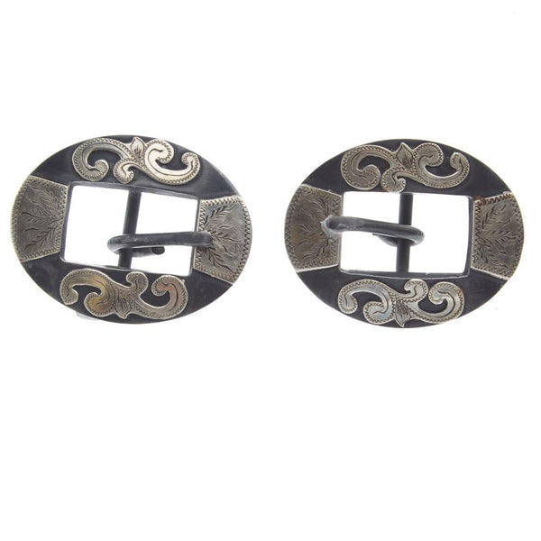White`S Bits And Spurs Pair of 5/8in Round Scroll Cart Buckles