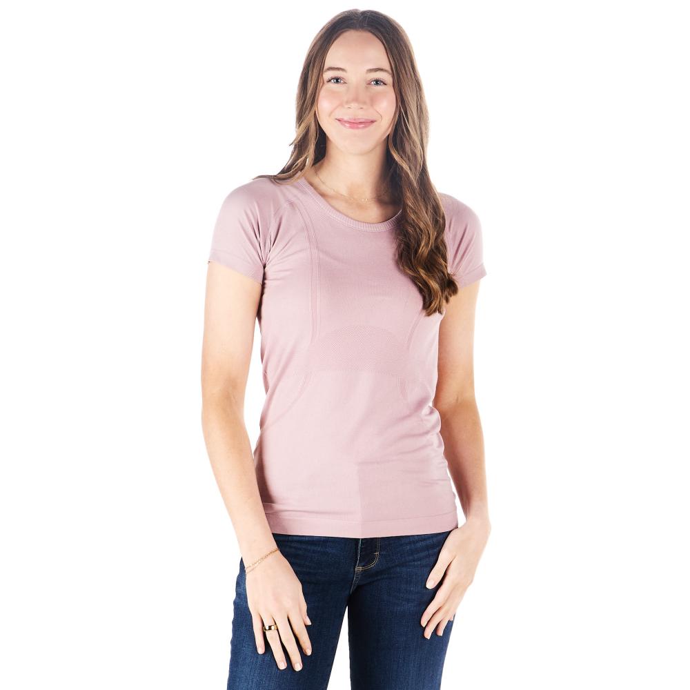 The Tackhack Womens Tack Hack Dusty Rose Equitation Short Sleeve Tech