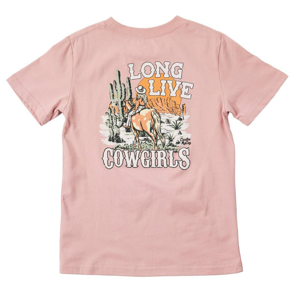 Cardin Mccoy Youth Long Live Cowgirls Rose Tan Tee