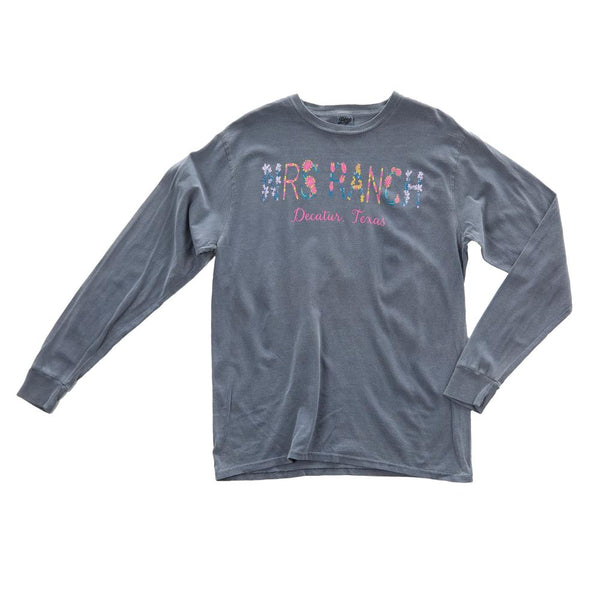 NRS NRS Ranch Indigo Long Sleeve Floral Logo Tee