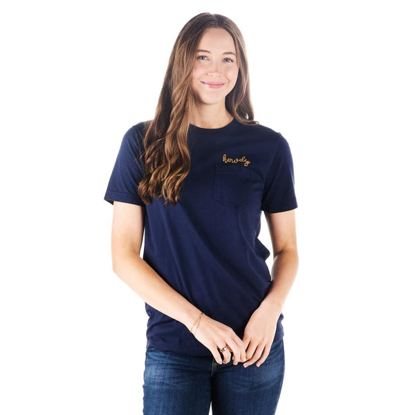 Rodeo Hippie Navy Embroidered Howdy Tee