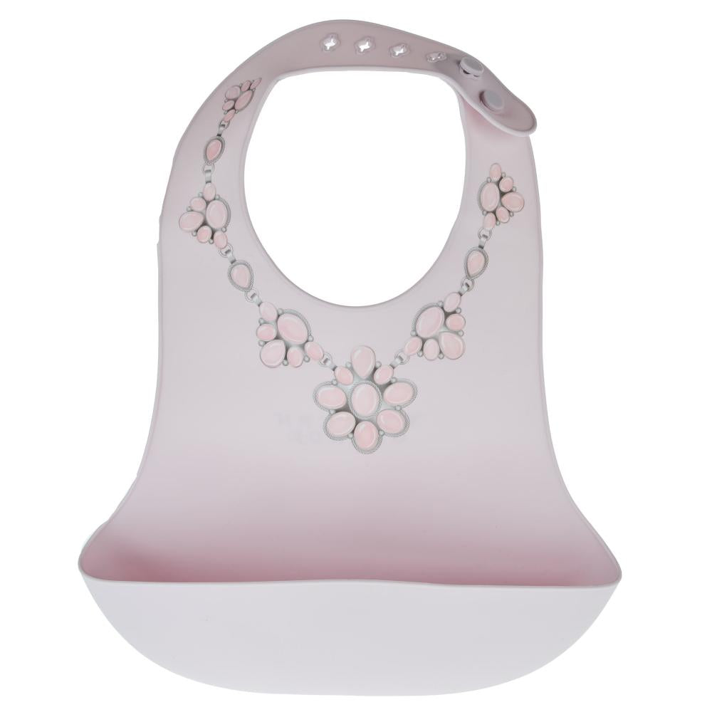 Western Grande Baby Purple Bib With Pink Cluster Necklace