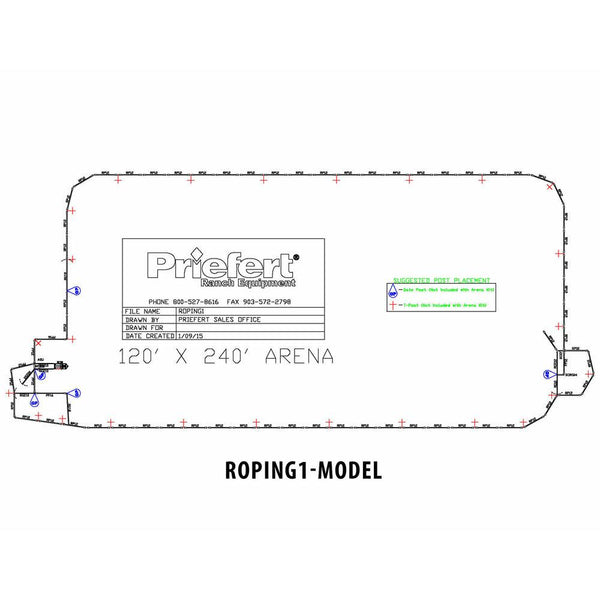 Priefert ROPING ARENA 120 x 240 ECONOMY W/O RETURN ALLEY
