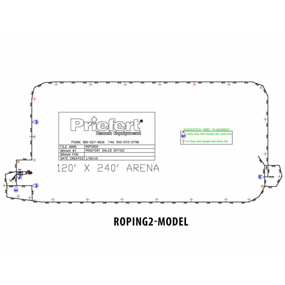 Priefert ROPING ARENA 120 x 240 UTILITY W/O RETURN ALLEY