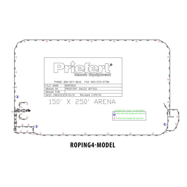 Priefert ROPING ARENA 150 x 250 UTILITY W/O RETURN ALLEY