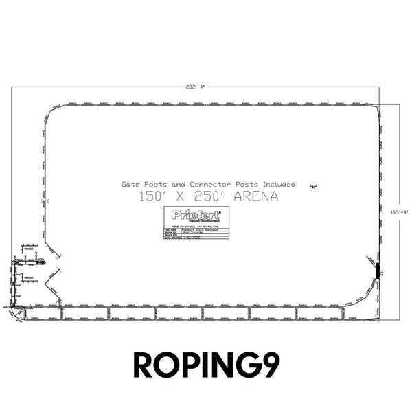 Priefert ROPING ARENA 150 x 250 ROUGH STOCK WITH 10' RETURN ALLEY