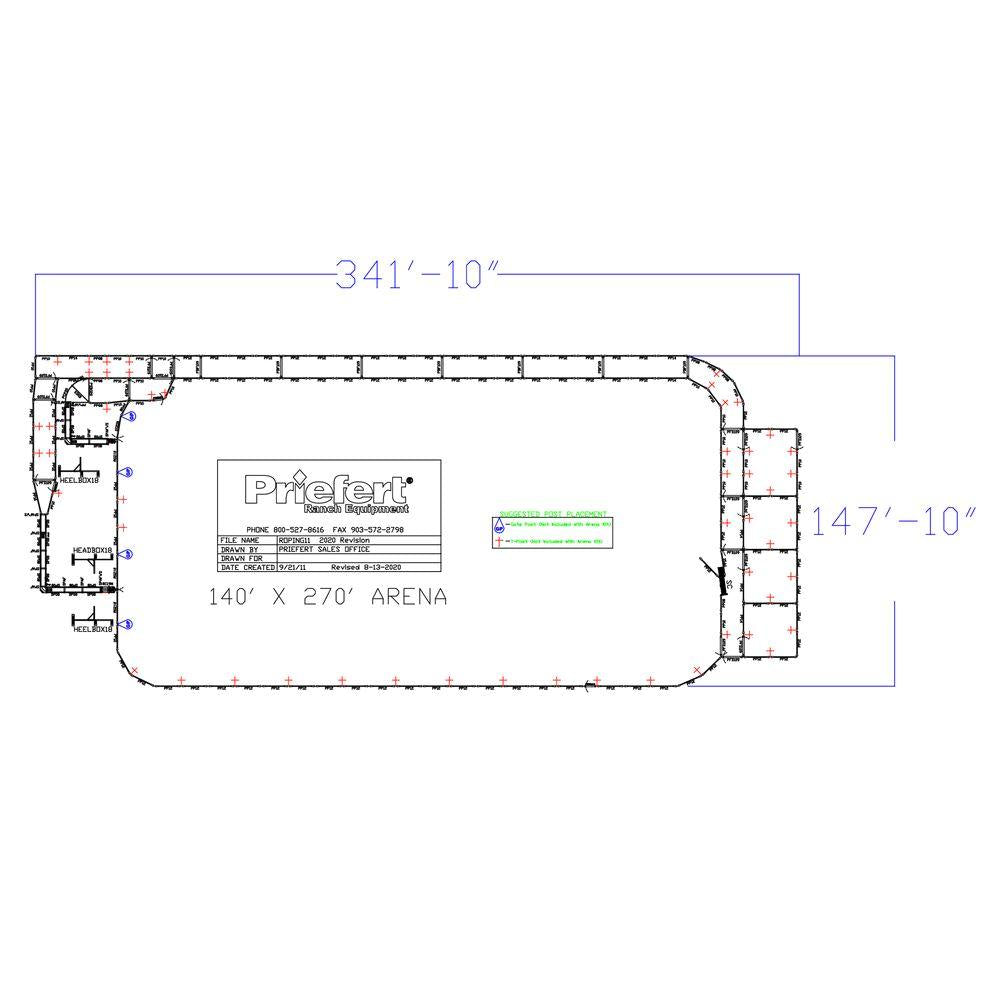 Priefert Roping Arena 140’x 270’ Combination Team and Calf