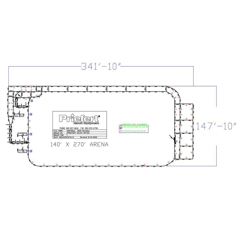 Priefert Roping Arena 140’x 270’ Combination Team and Calf