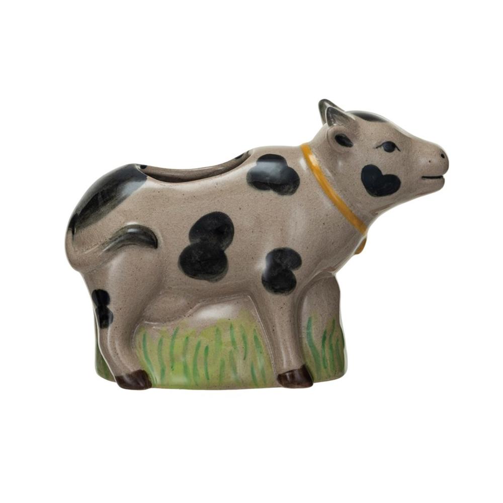 Creative Co-Op Stoneware Cow Shaped Vase