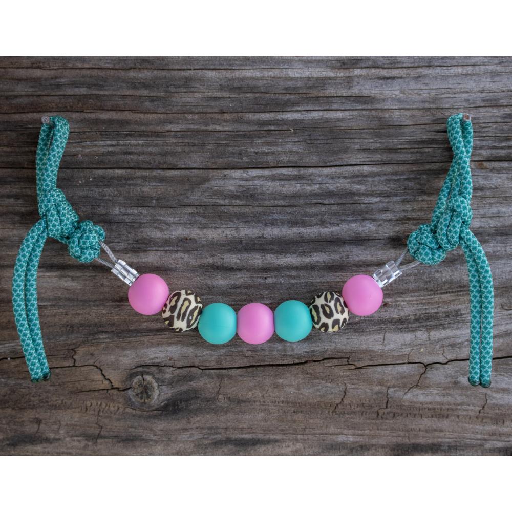 NRS Pink Turquoise Leopard Silicone Beaded Curb Strap