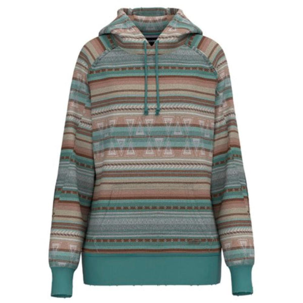 Hooey Women's Turquoise Serape Distressed Hoodie