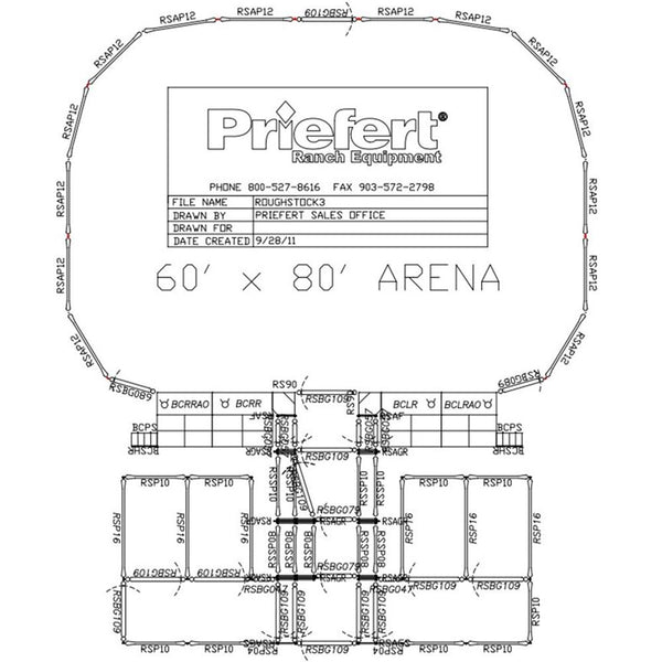 Priefert ARENA 4 BUCKING CHUTES-BACK PENS & PRACTICE PEN