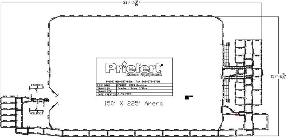 Priefert ARENA 130' x 225' COMBO ROUGH STOCK & ROPING-6 BC