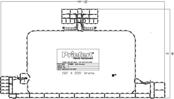 Priefert ARENA 150' x 255' COMBO ROUGH STOCK & ROPING 6 BC SIDE