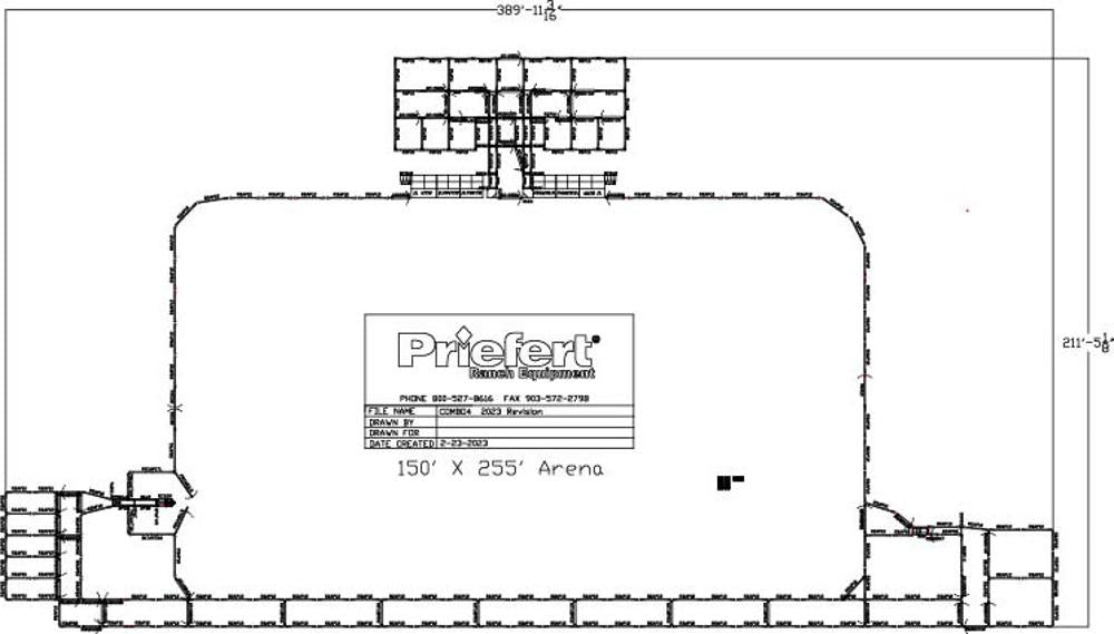Priefert ARENA 150' x 255' COMBO ROUGH STOCK & ROPING 6 BC SIDE