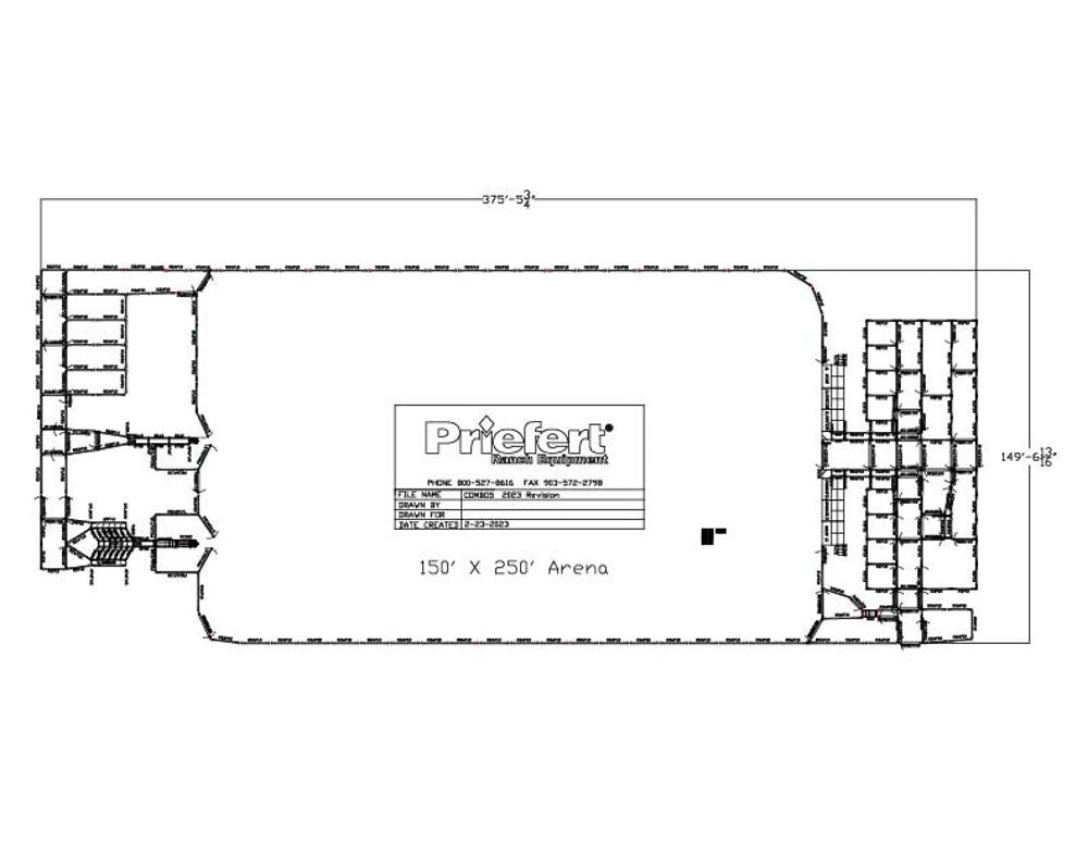 Priefert ARENA 160' x 250' COMBO ROUGH STOCK & ROPING 6 BC TEAM & CALF