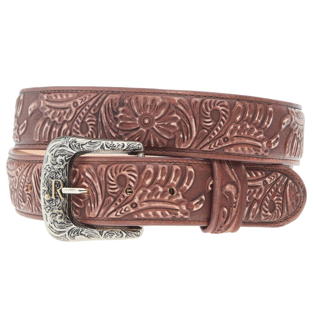 R Watson Boots Mens Cognac Veg Embossed Tan Belt