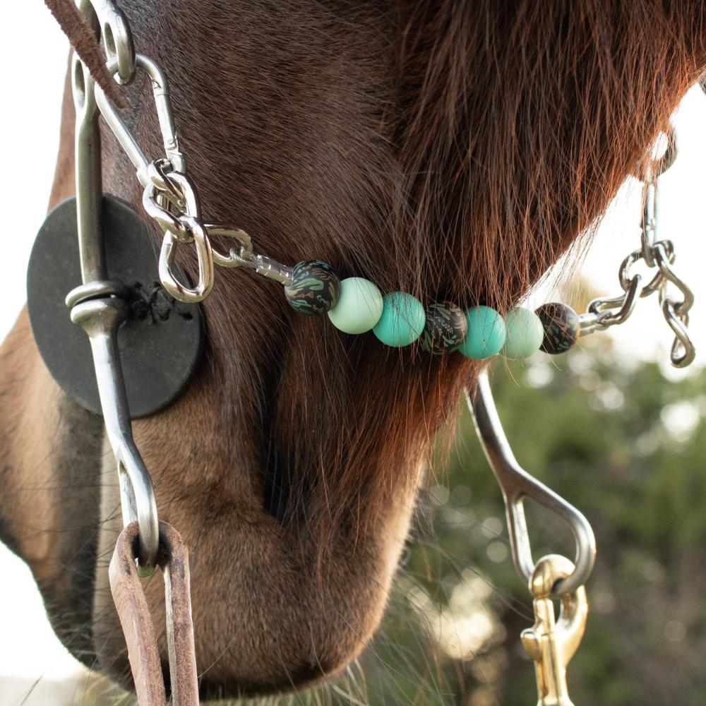 NRS Turquoise Western Cactus Silicone Beaded Chain Curb Strap