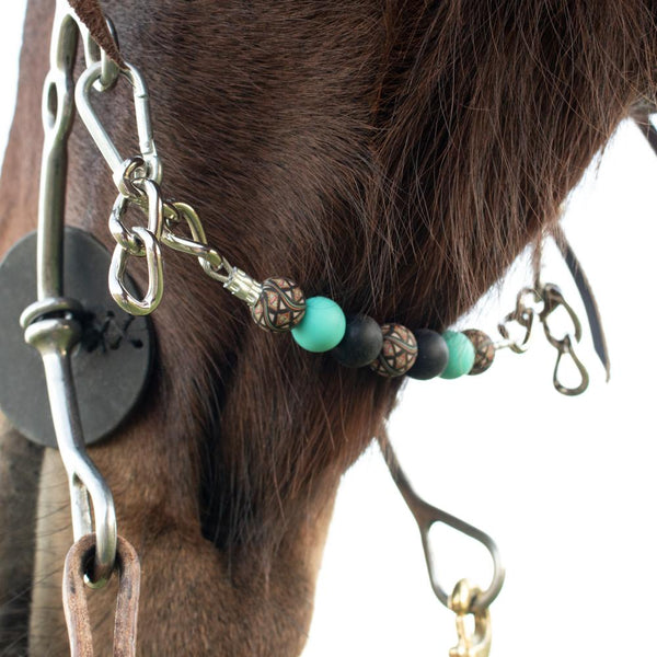 NRS Turquoise Black Aztec Silicone Beaded Chain Curb Strap