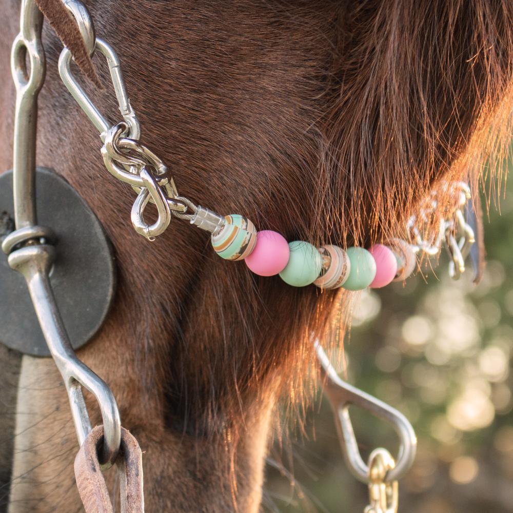 NRS Serape Pink Mint Silicone Beaded Gag Chain Curb Strap