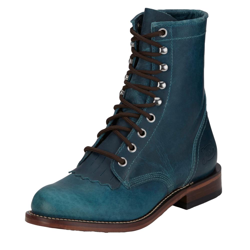 Justin Boot Company Womens Turquoise Water Buffalo Lace Up Roper Boot