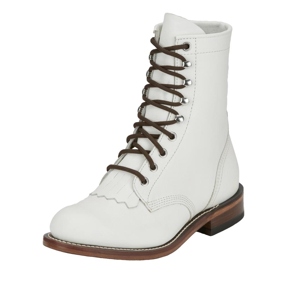 Justin Boot Company Womens White Water Buffalo Lace Up Roper Boot