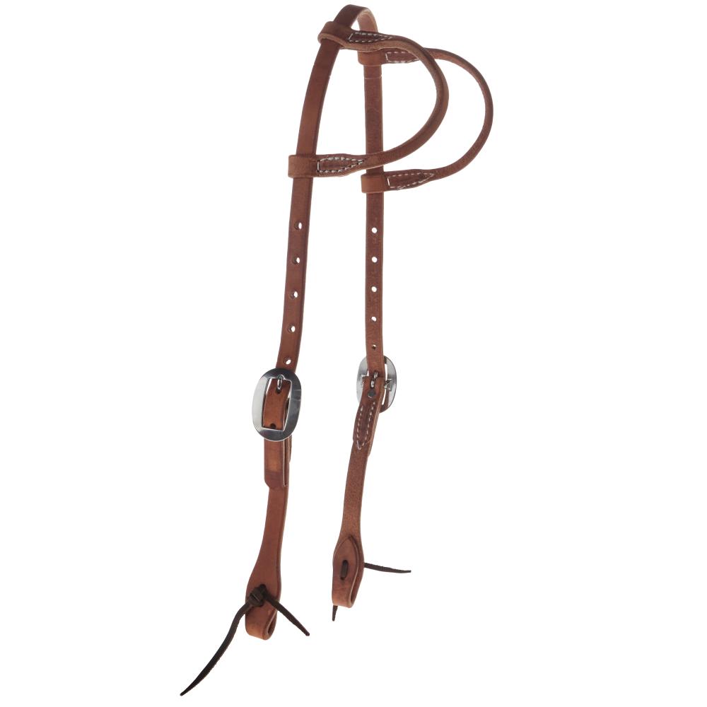 NRS TACK Natural Double Ear Headstall with Bit Tie Ends