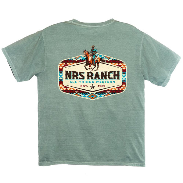 NRS NRS Ranch Pale Jade Southwest Logo with Cowboy Tee