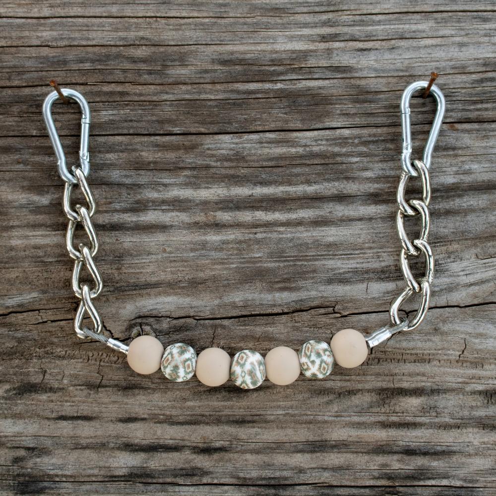 NRS Tan Aztec Silicone Beaded Chain Gag Curb Strap